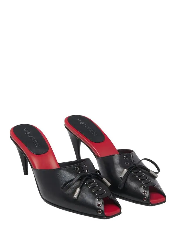 Alexander McQueen Lexie Peep Toe Sandal - Black/red