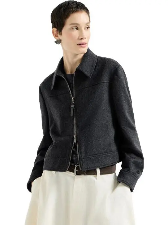 Brunello Cucinelli Wool Flannel Jacket - Anthracite