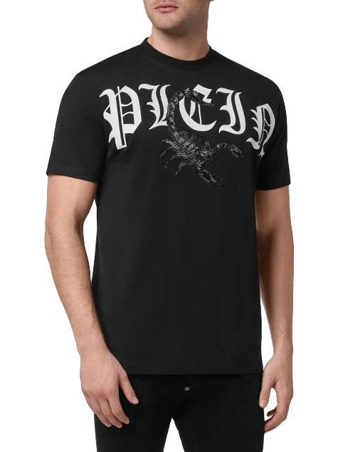 Philipp Plein T-shirt Round Neck Ss Scorpion With Crystals - Black