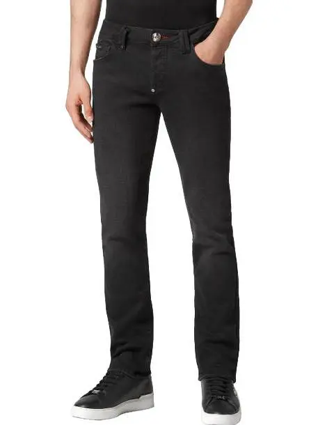 Philipp Plein Straight Cut Denim Trousers - Darkside
