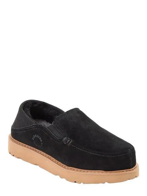 DEARFOAMS Suede Sport Knit Loafer Slippers - Black