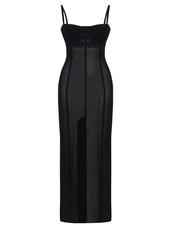 PCFG Strappy Tulle Detail Maxi Dress - Black