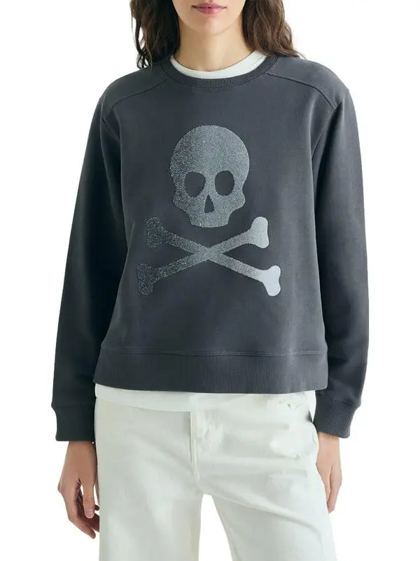 SCALPERS Skull Glitter Sweatshirt - Darkgrey