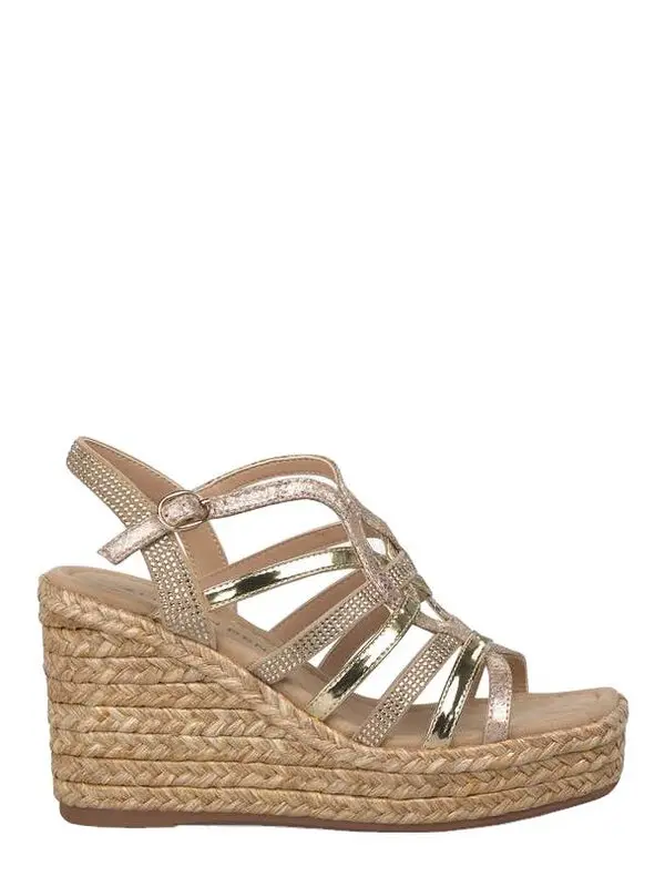 ALMA EN PENA Strappy Wedge Sandals With Buckle Closure - Sand