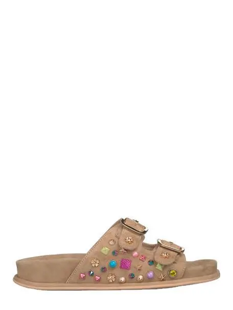 ALMA EN PENA Embellished Buckle Platform Sandals - Sand