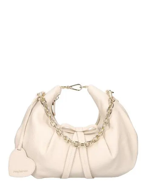 Pretty Ballerinas Croissant Bag With Bow Detail And Chain Strap - Ivory