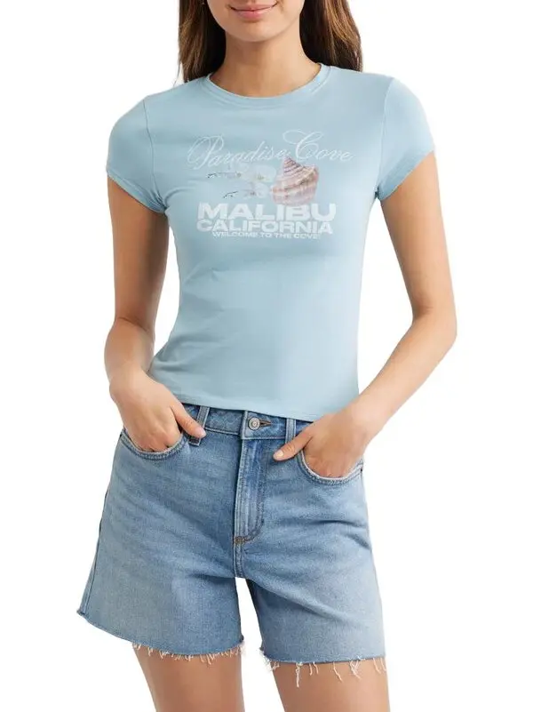 PACSUN Paradise Cove Graphic Stretch Cotton T-shirt - Teal