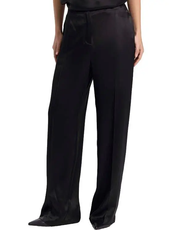 Ronen Chen Wide-leg Satin Pants - Black