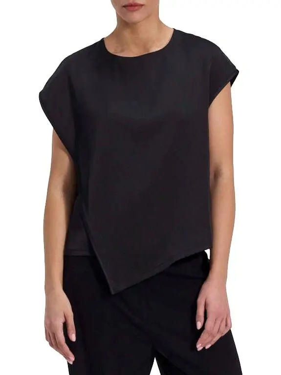 Ronen Chen Satin Blouse With Draped Detail - Black