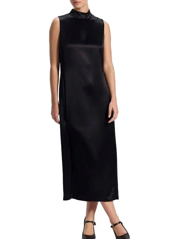 Ronen Chen Midi Satin Dress - Black