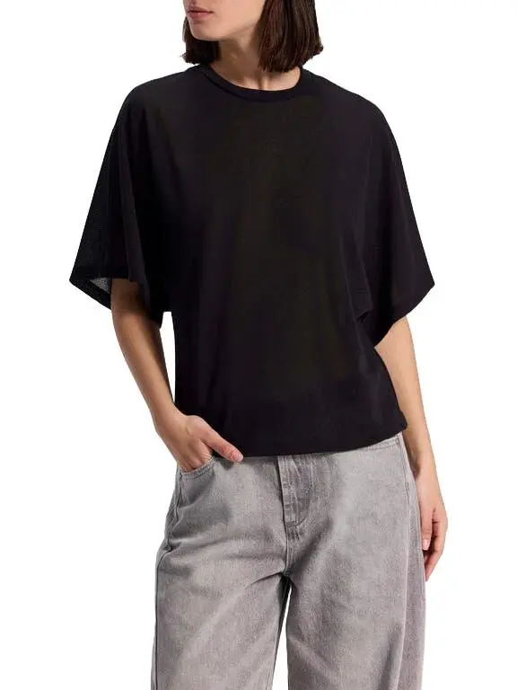 Ronen Chen Short-sleeve Batwing Knit Top - Black