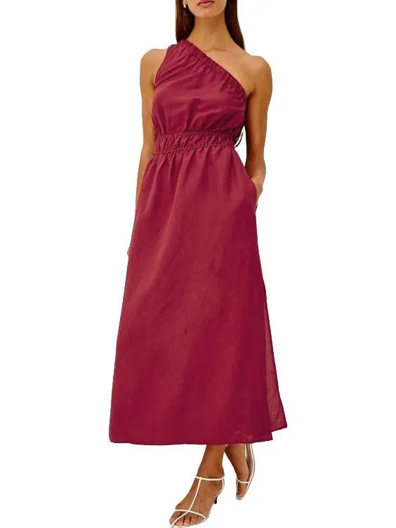 Rails Selani One-shoulder Fit & Flare Midi Dress - Spice