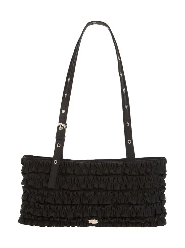 DAMSON MADDER Sophia Ruffle Shoulder Bag - Black