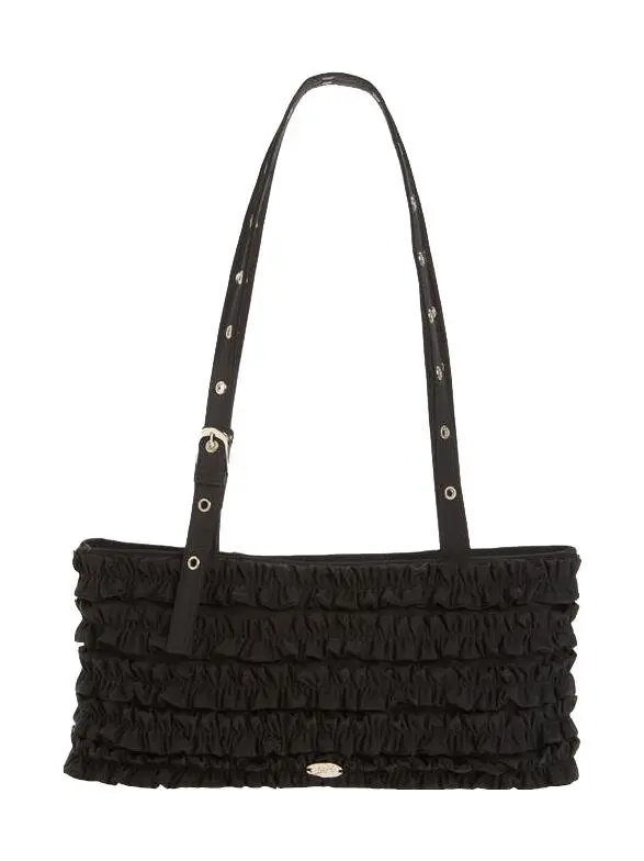 DAMSON MADDER Sophia Ruffle Shoulder Bag - Black