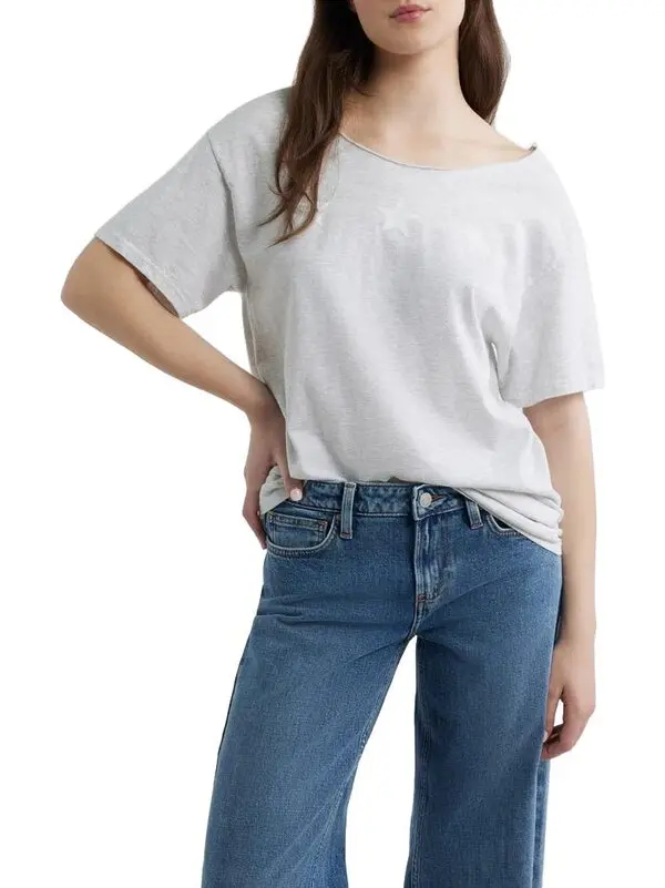 Junk Food Stars Graphic Raw Edge T-shirt - Ash Grey