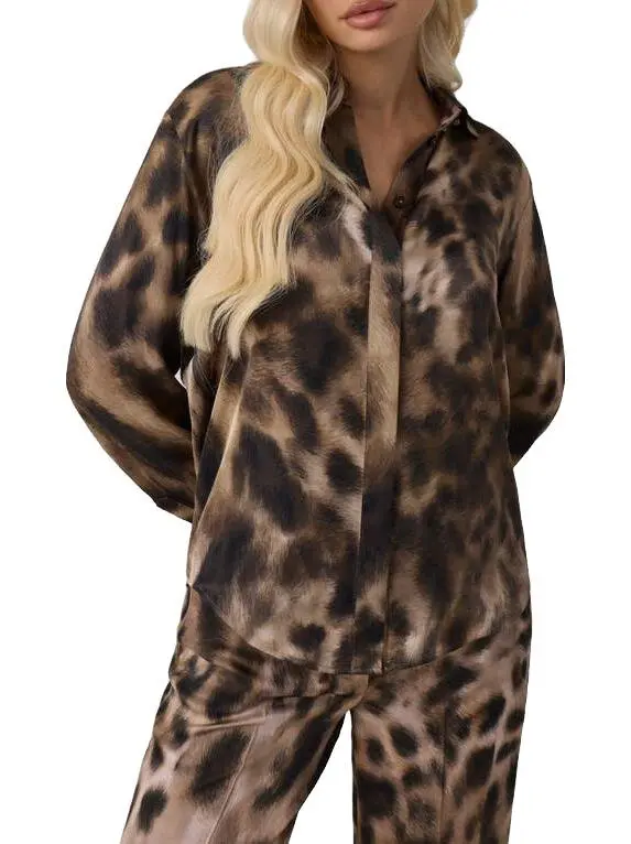 MARCIANO Melissa Mixed Print Button-up Shirt - Brown/black Multi