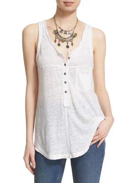 Free People Traveler Linen Tank - White