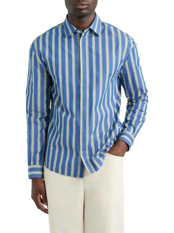 KROST Jordan Stripe Cotton Button-up Shirt - Beacon Blue