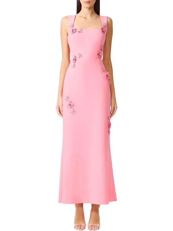 ELLIATT Hayley Beaded Floral Sheath Gown - Pink