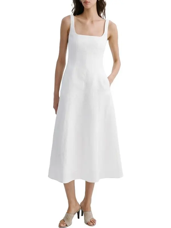 Mango Sleeveless A-line Midi Dress - White
