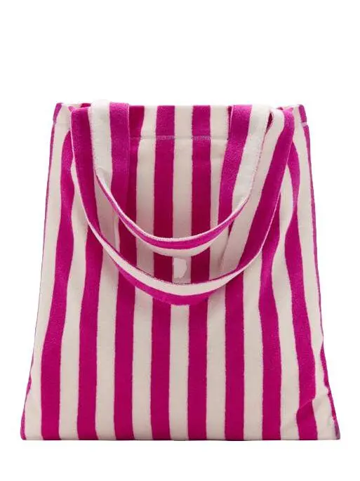 Mango Striped Cotton Terry Tote Bag - Fuchsia