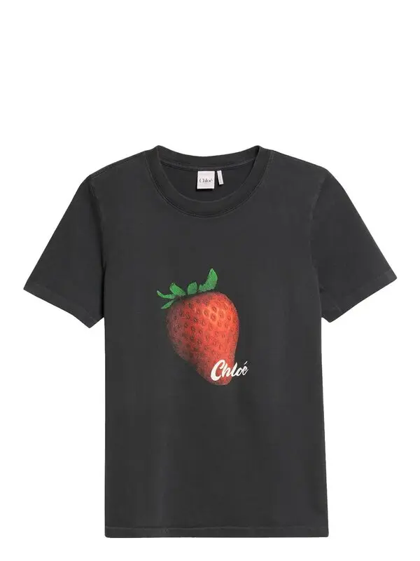 Chloé Strawberry Graphic T-shirt - Ash Black