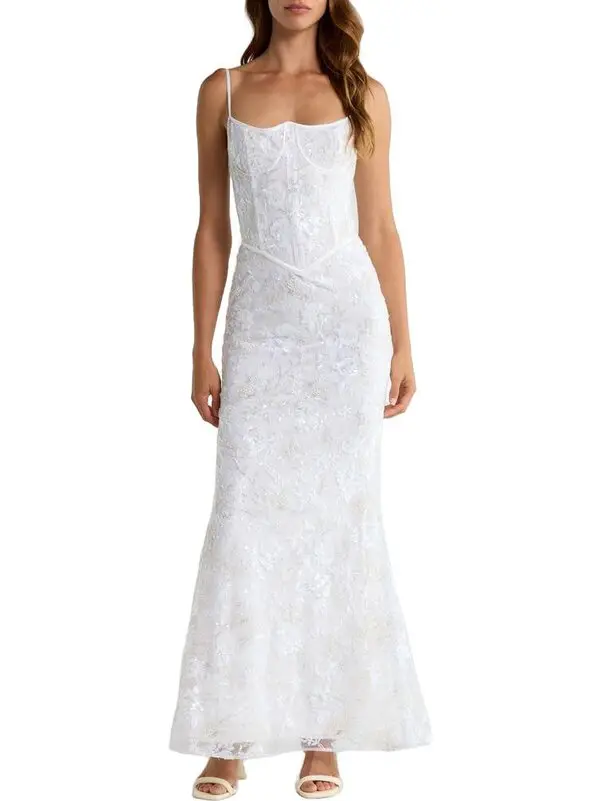 House Of Cb Naima Hand Beaded Gown - White