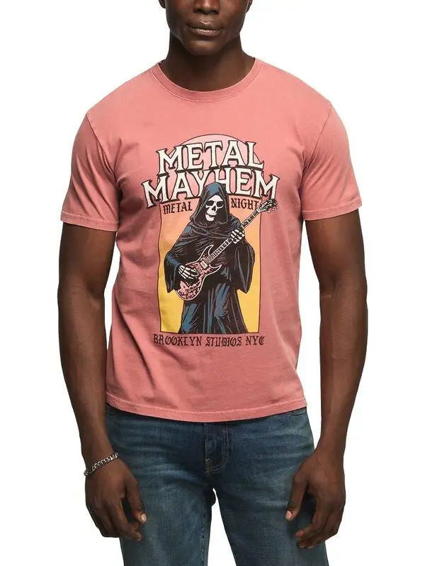 Lucky Brand Metal Mayhem Cotton Graphic T-shirt - Withered Rose