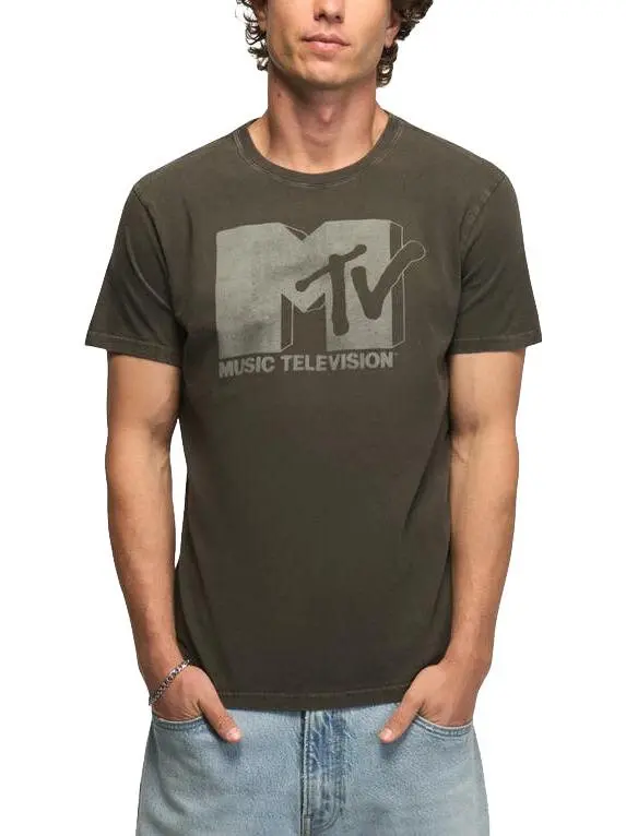 Lucky Brand Mtv Headbanger's Ball Cotton Blend Graphic T-shirt - Beluga