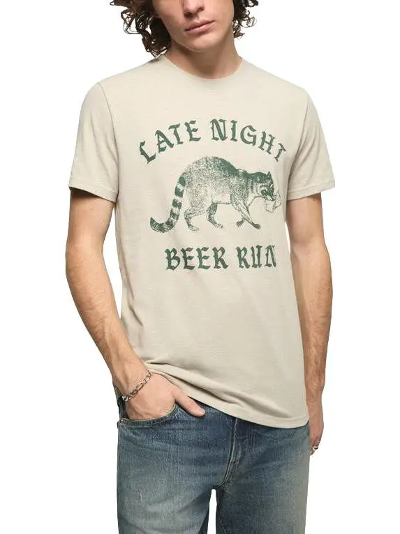 Lucky Brand Beer Racoon Graphic T-shirt - Gray