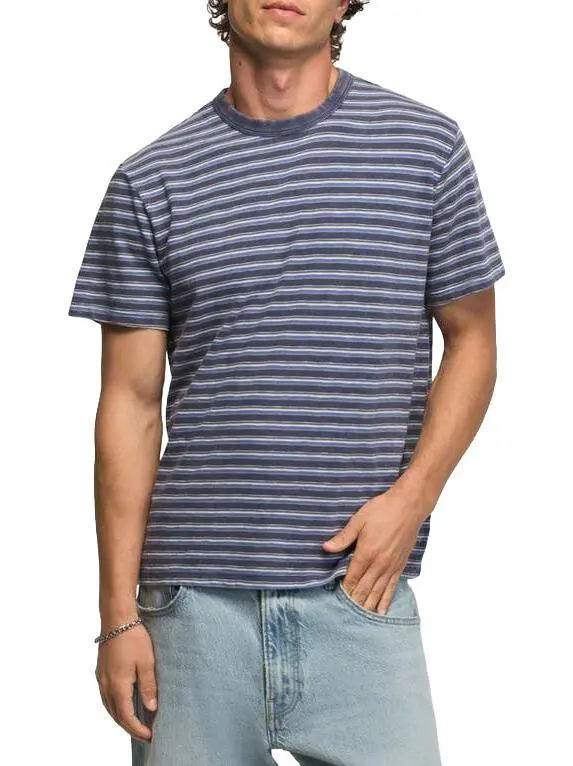 Lucky Brand Weekend Relaxed Stripe Cotton T-shirt - Blue Multi