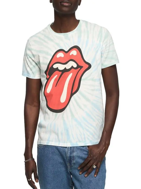 Lucky Brand Rolling Stones Graphic Tie Dye Cotton T-shirt - Blue Multi