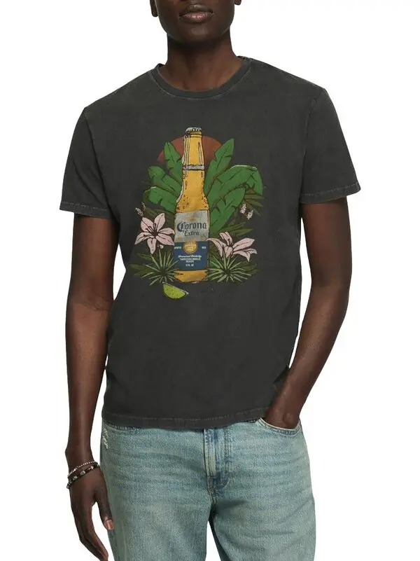 Lucky Brand Corona Tropical Cotton Graphic T-shirt - Jet Black