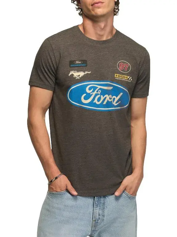 Lucky Brand Ford Racing Cotton Blend Graphic T-shirt - Dark Gull Gray