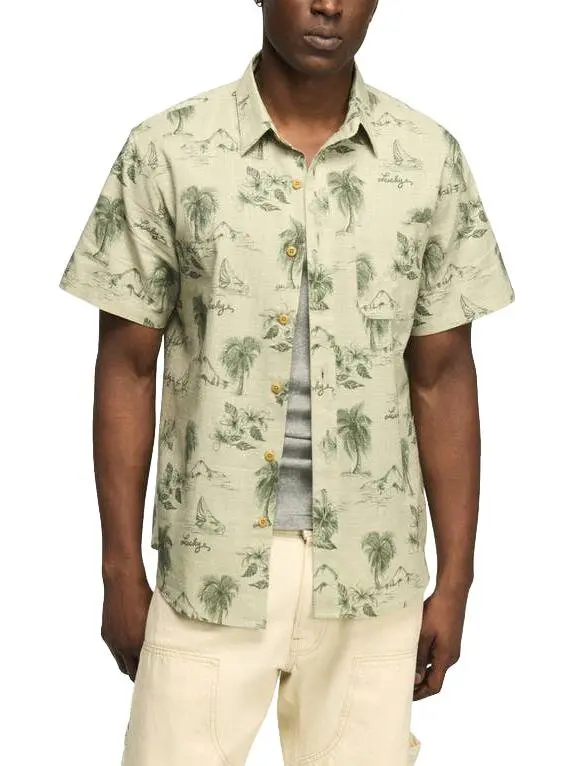 Lucky Brand San Gabriel Floral Short Sleeve Shirt - Green Print