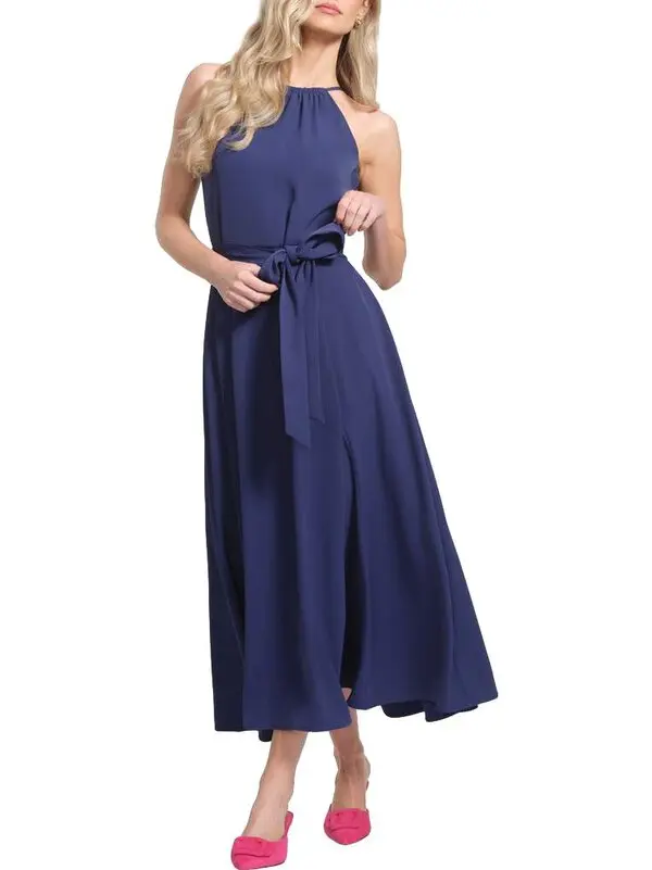 ISAAC MIZRAHI NEW YORK Sash Tie Maxi Dress - Navy