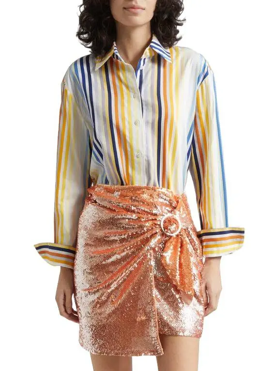 TOCCIN Brennan Stripe Boyfriend Shirt - Sunset