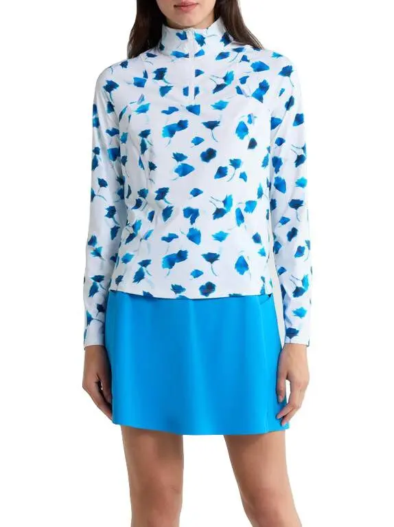 G/fore Floral Silky Tech Quarter Zip Pullover - Snow