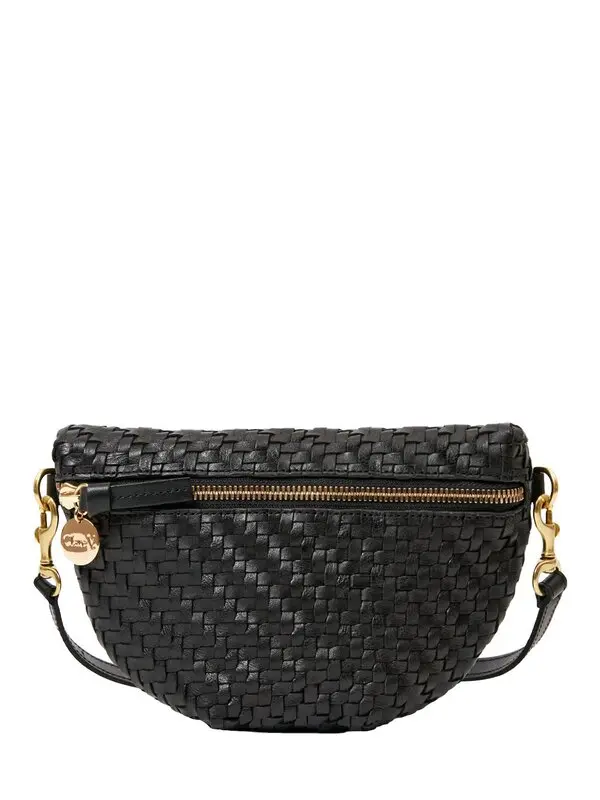 Clare V. Petite Woven Leather Belt Bag - Black