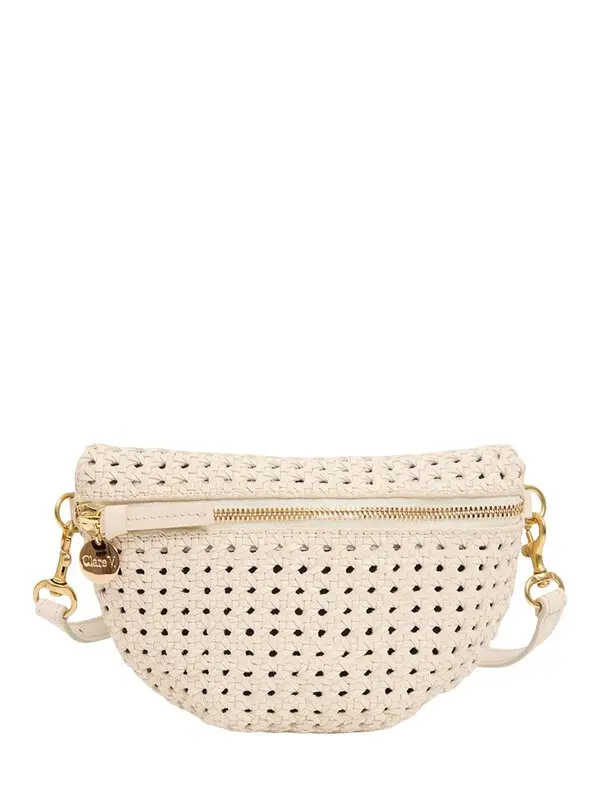 Clare V. Petite Woven Leather Belt Bag - Cream