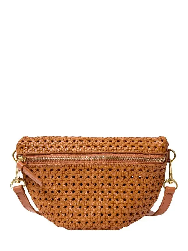 Clare V. Petite Woven Leather Belt Bag - Tan