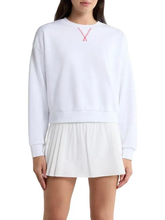 G/fore Classic Crewneck Sweatshirt With Contrast Stitching - Snow