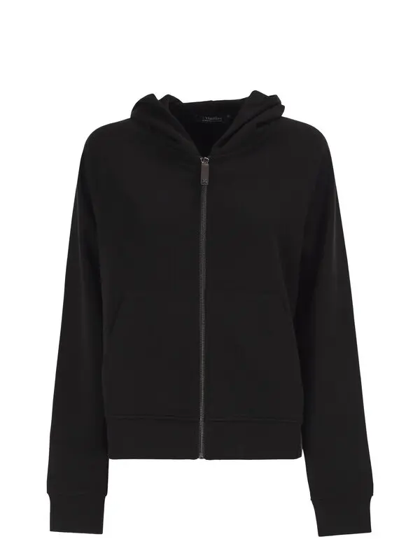 Max Mara Zip-up Hooded Jersey Sweatshirt - Black