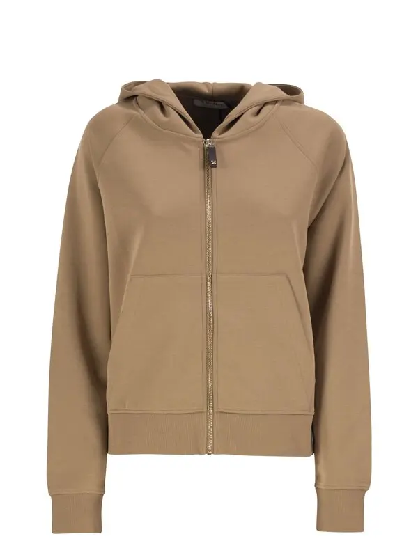 Max Mara Zip-up Jersey Hoodie With Hood - Brown