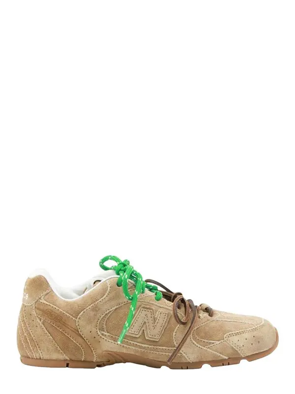 Miu Miu Suede Lace-up Sneakers - Cream
