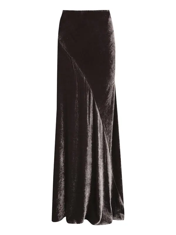 CORTANA Iris Velvet Maxi Skirt - Brown