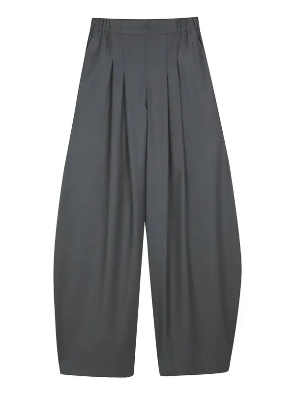 CORTANA Ahora Pleated Wool Wide-leg Trousers - Navy