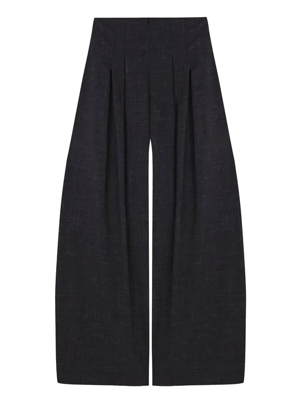 CORTANA Tiempo Wool-silk Wide Leg Pants - Black