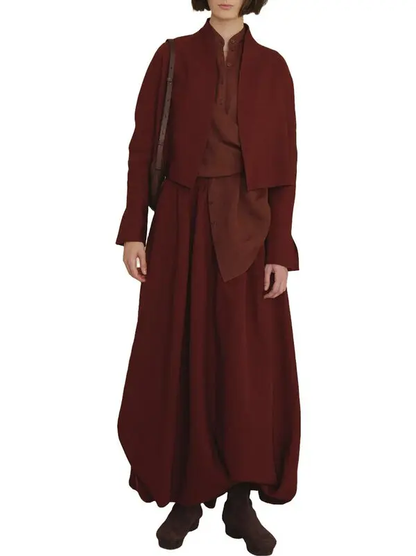 CORTANA Margot Linen-wool Maxi Skirt - Red