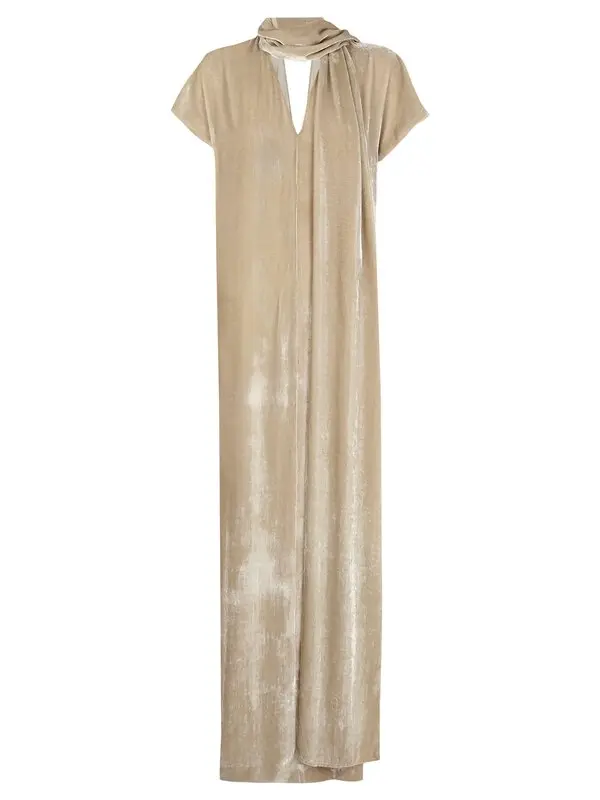 CORTANA Iris Velvet Maxi Dress - Ivory
